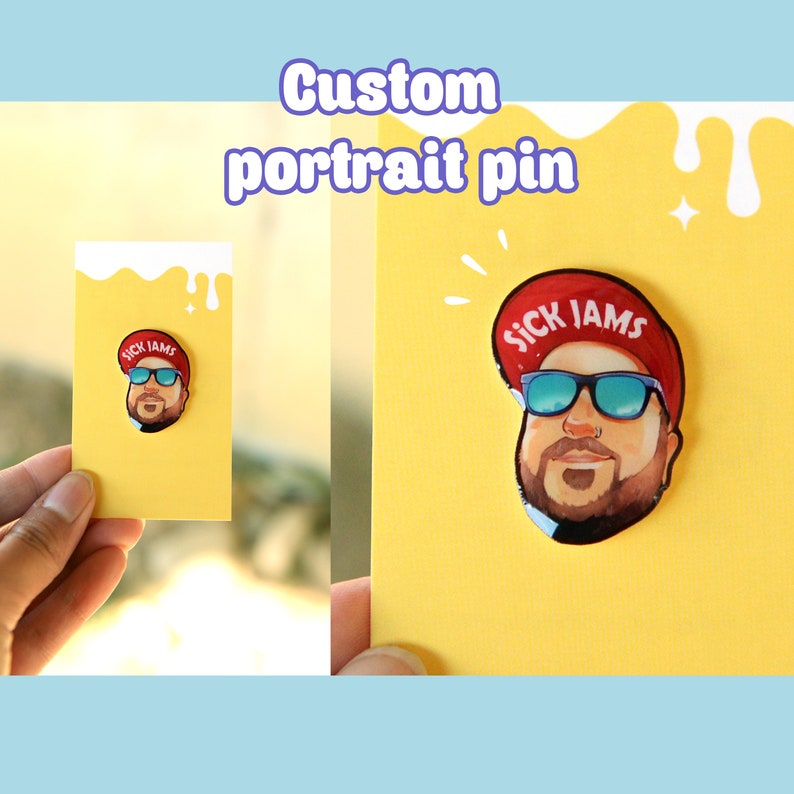 Custom Caricature Portrait Pin – Personalized Cartoon Art Brooch - Etsy