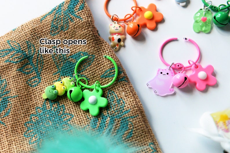 Kawaii Frog Keychain – Snack, Bell & Flower Charm - Etsy