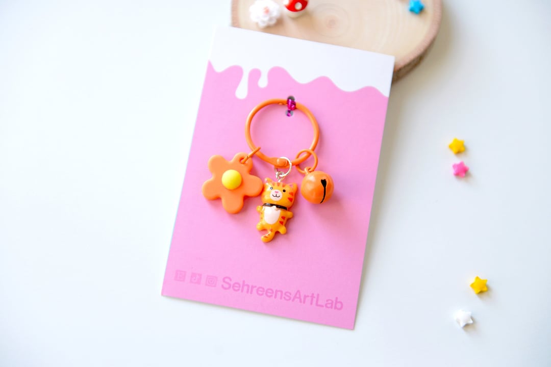 Cute Cat Keychain- Cat Charm- Kitty Keychains- Cat Gift- Cat Mom- Cat ...