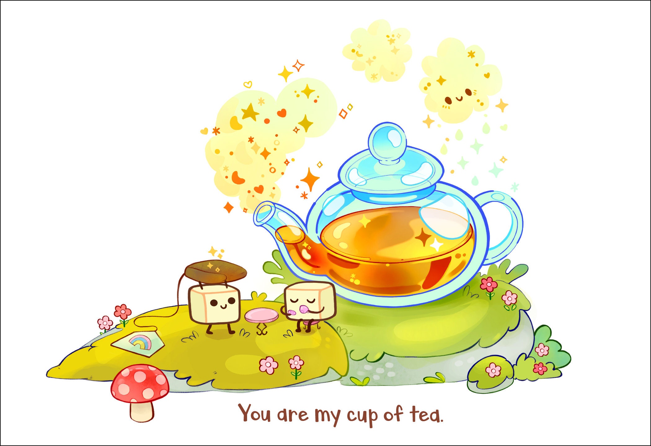 Cute Kawaii Tea Art Print Kitchen Art Kitchen Decor-home | Etsy