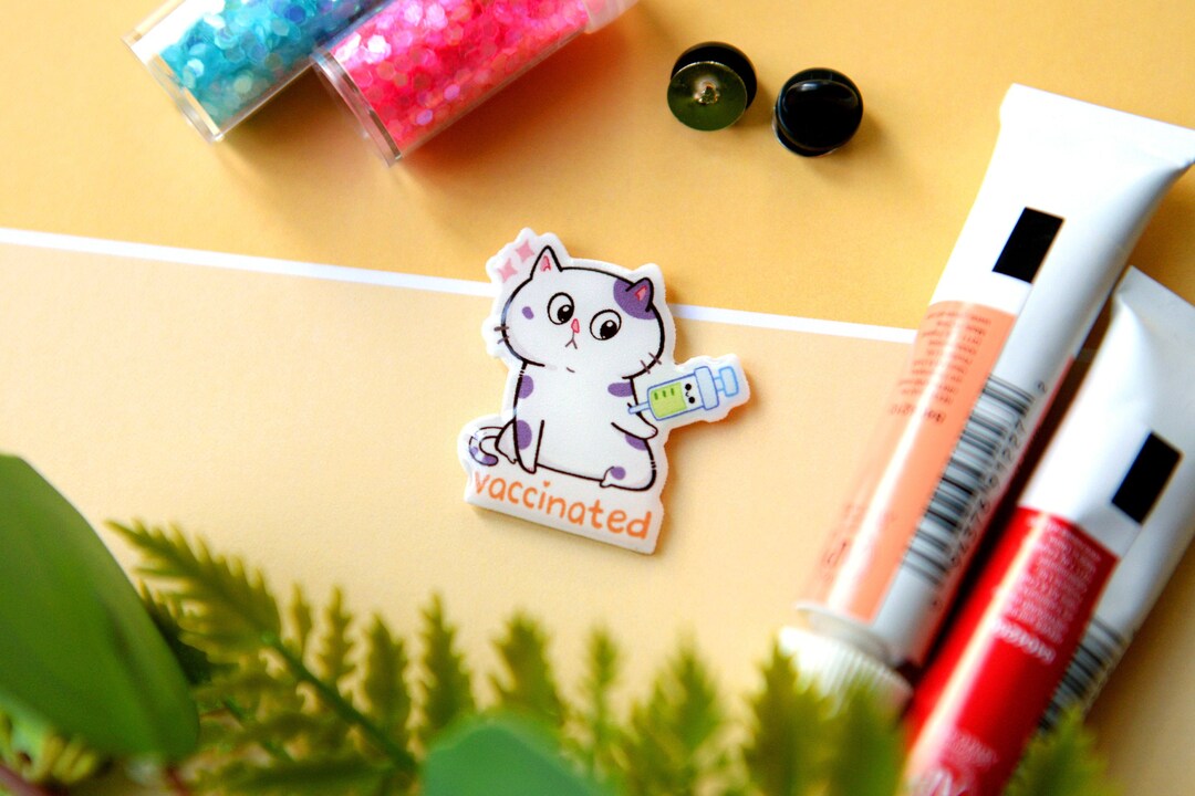 Vaxxed Pin- Vaccination Enamel Pin- Valentines Day Cat Pin- Vaccinated ...