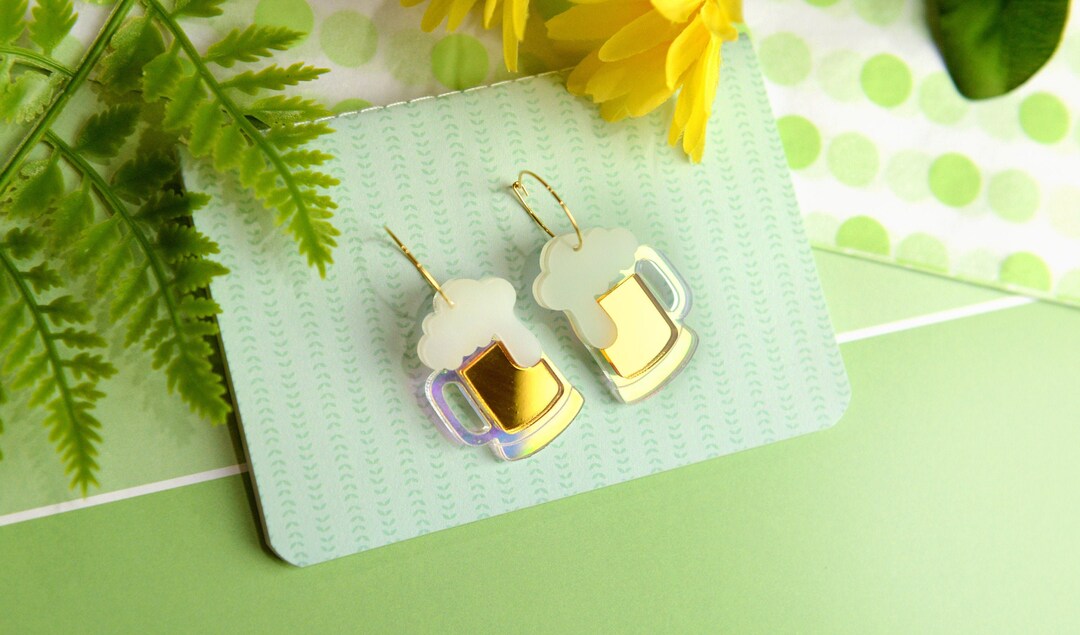 Handmade Acrylic Beer Mug Earrings – Brewery Lover Gift - Etsy