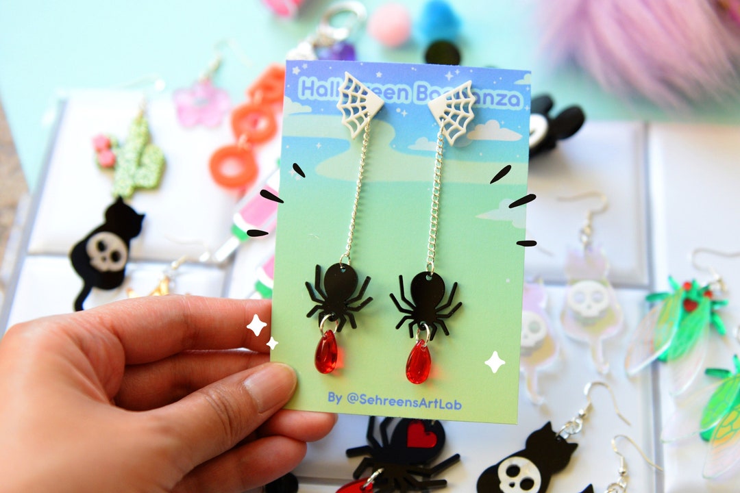 Halloween Decor Earrings-halloween Jewelry-spider Witch-occult - Etsy