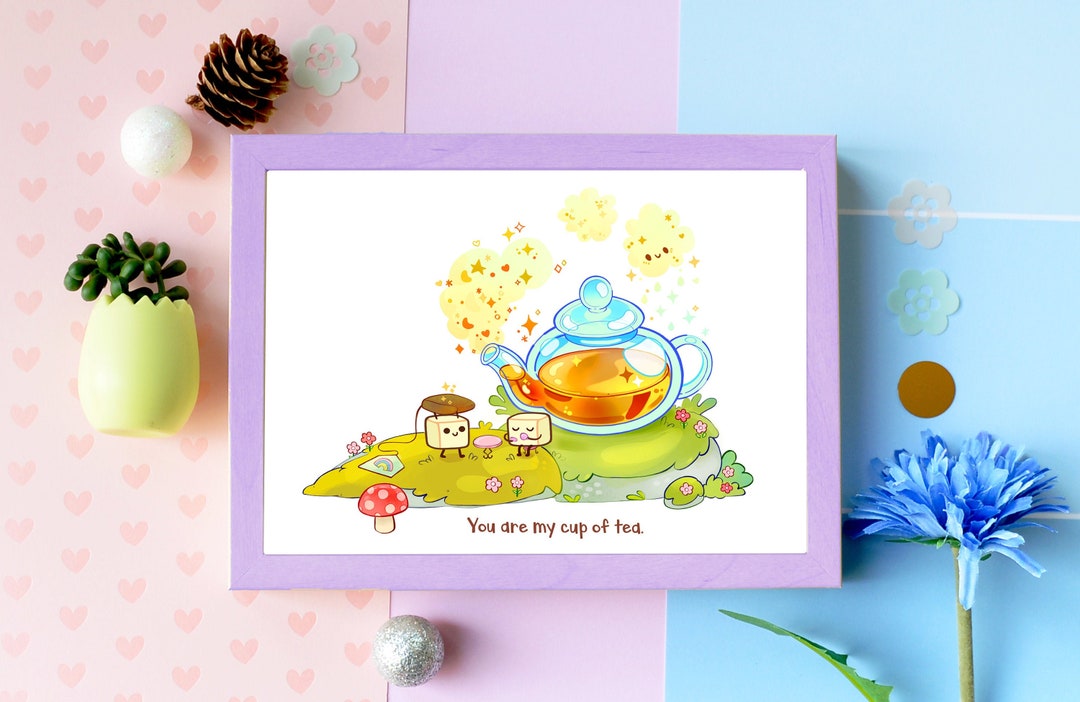 Cute Kawaii Tea Art Print- Kitchen Art- Kitchen Decor-home Decor-tea ...