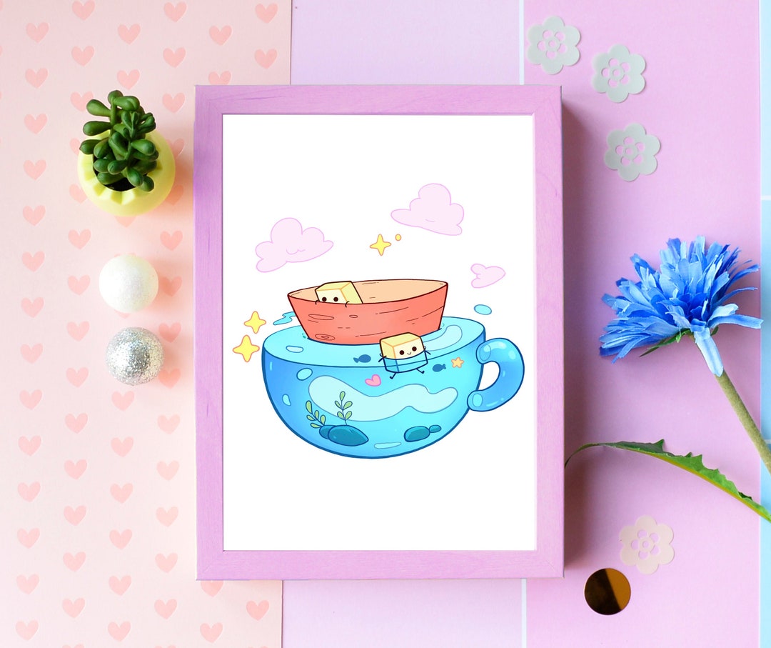 Cute Art Print- Kawaii Adorable Art for Kids- Wall Decor- Gift for Her ...