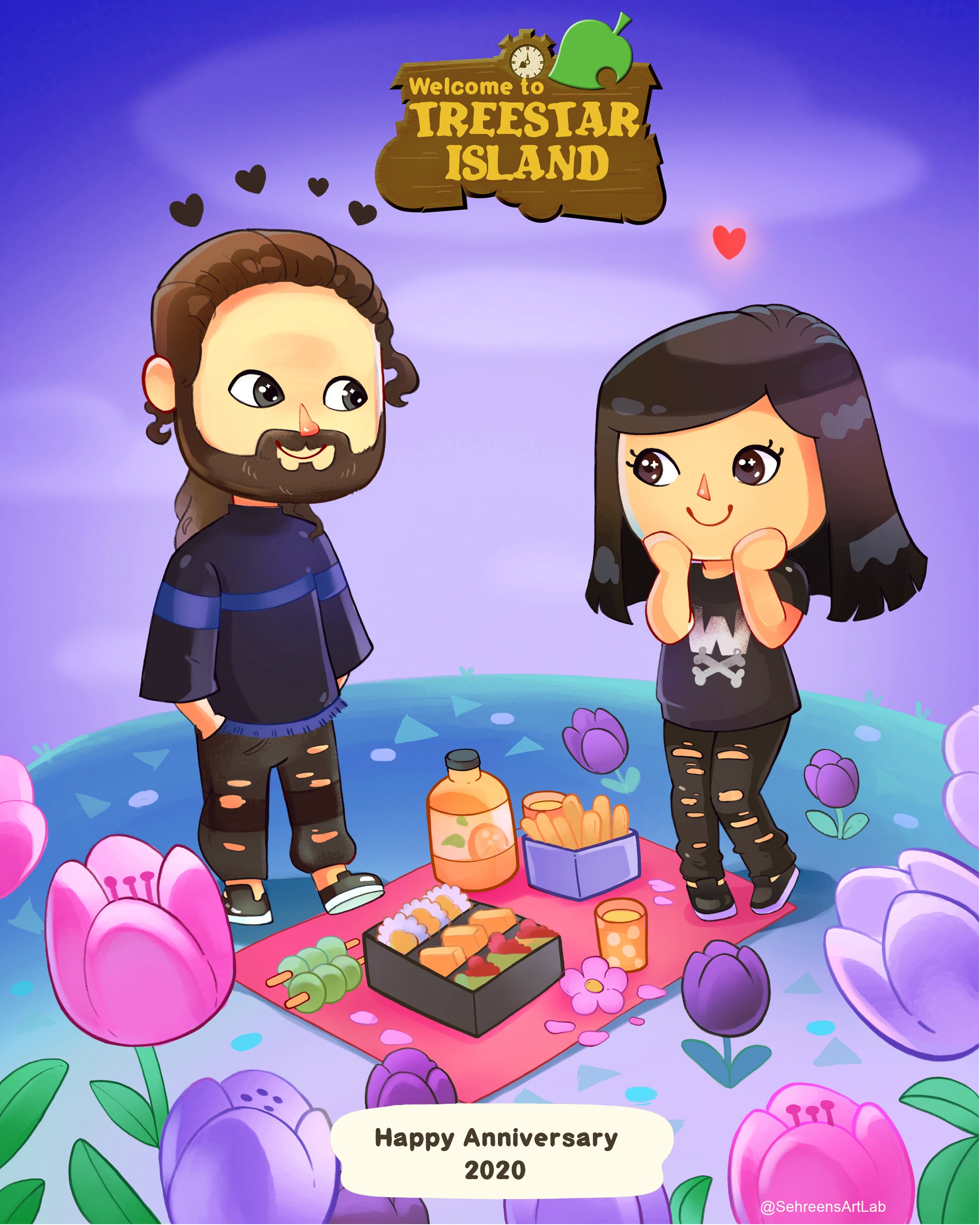 Animal Crossing Custom Couple Art-anniversary Gift-custom - Etsy