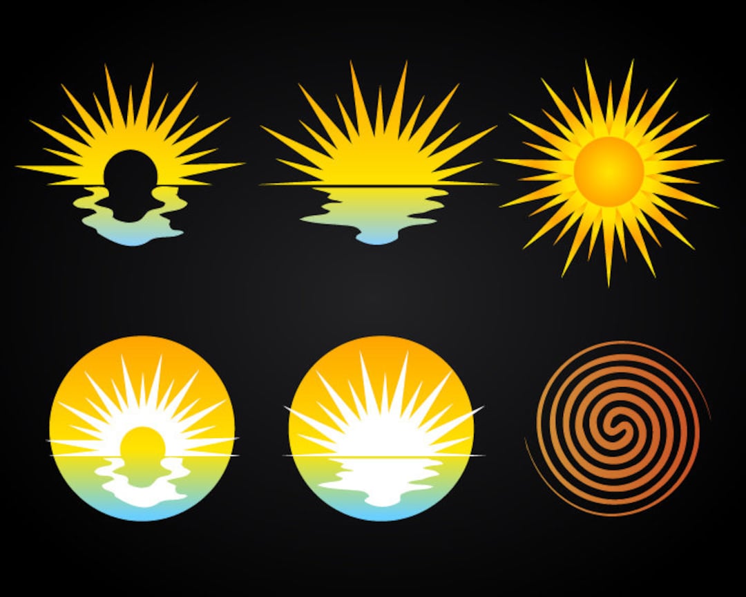 Sunset Vector Design, Sun With Reflect in Water, Evening Sun, Sun With ...