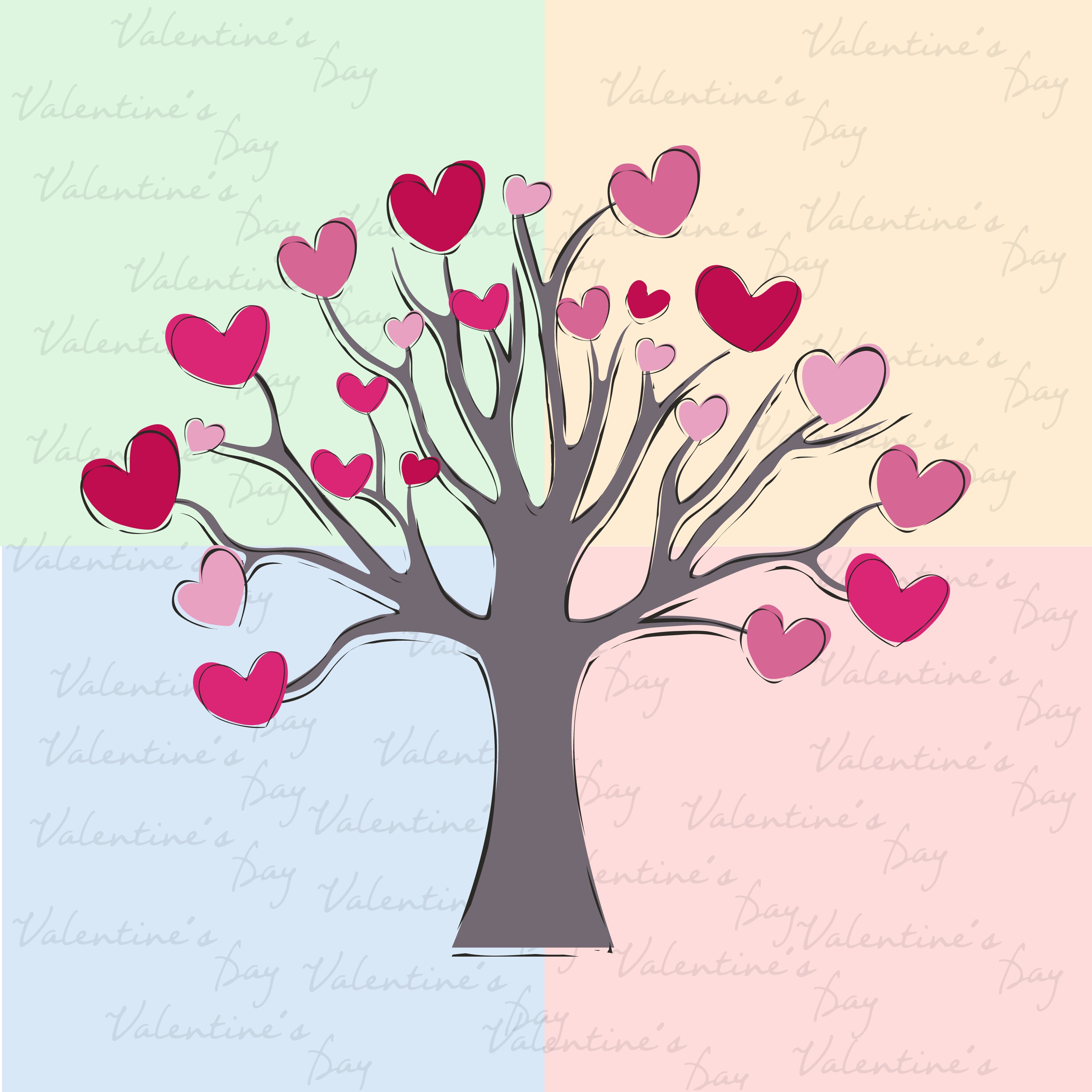 Heart Tree Svg, Creative Wall Design Eps, Design With Heart Shape Svg ...