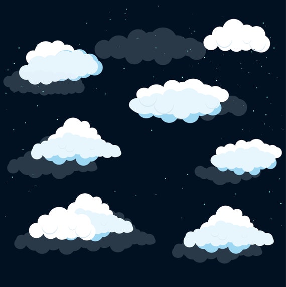 Night sky with clouds Cloud svg Cloud clipart Clouds | Etsy