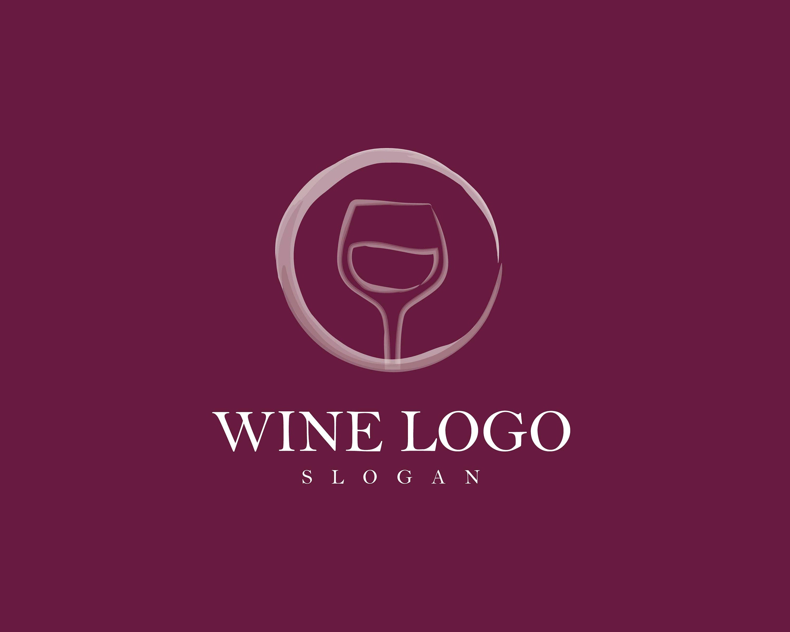 Wine Logo Templates Wine Glass And Bottle Logo Design Wine Etsy
