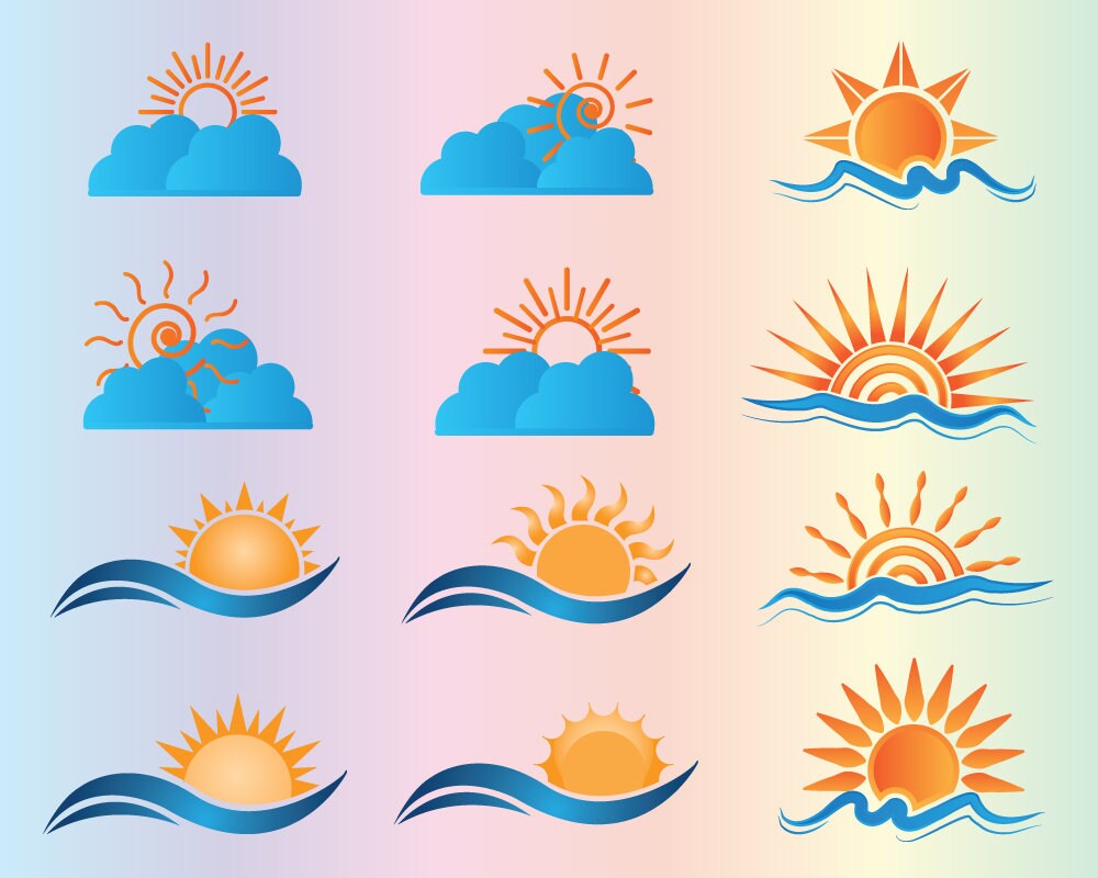 Sun With Cloud, Sun SVG Bundle, Sun Digital Svg, Cloud Svg, Cloud ...