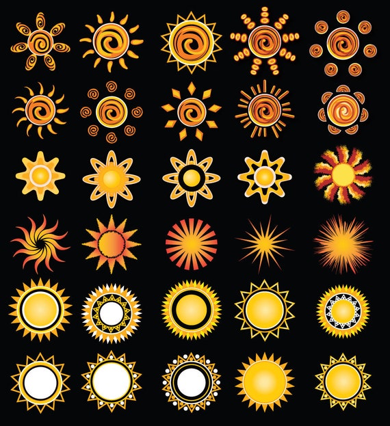 Sun Svg Sun Eps Sun Icons Colorful Sun Clipart Set Multi | Etsy
