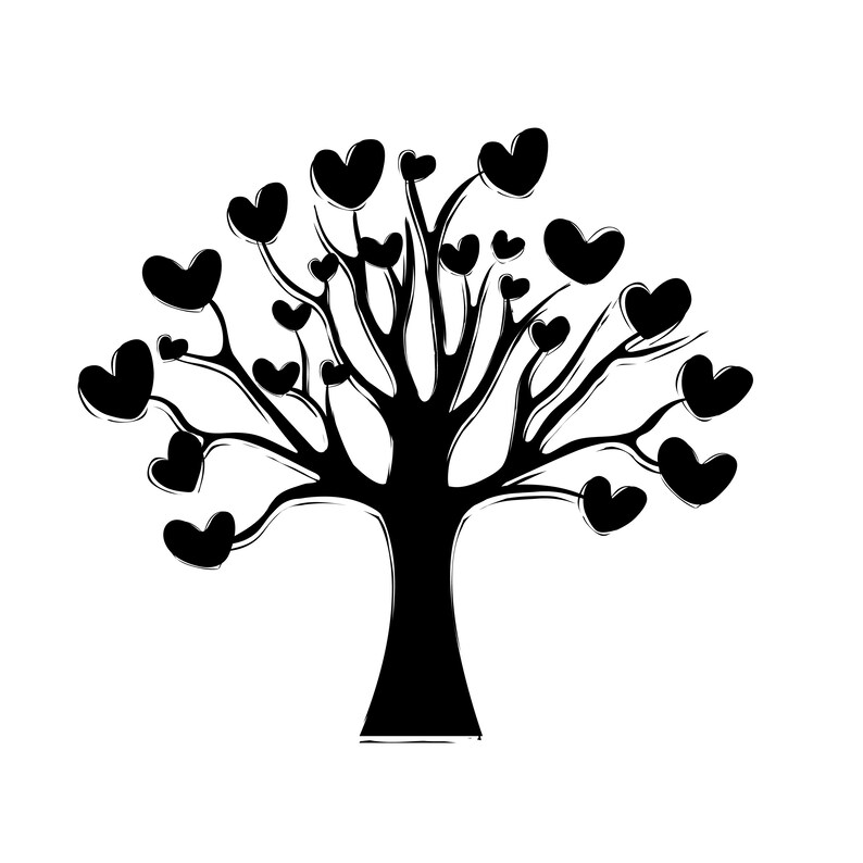 Heart Tree Svg, Creative Wall Design Eps, Design With Heart Shape Svg ...