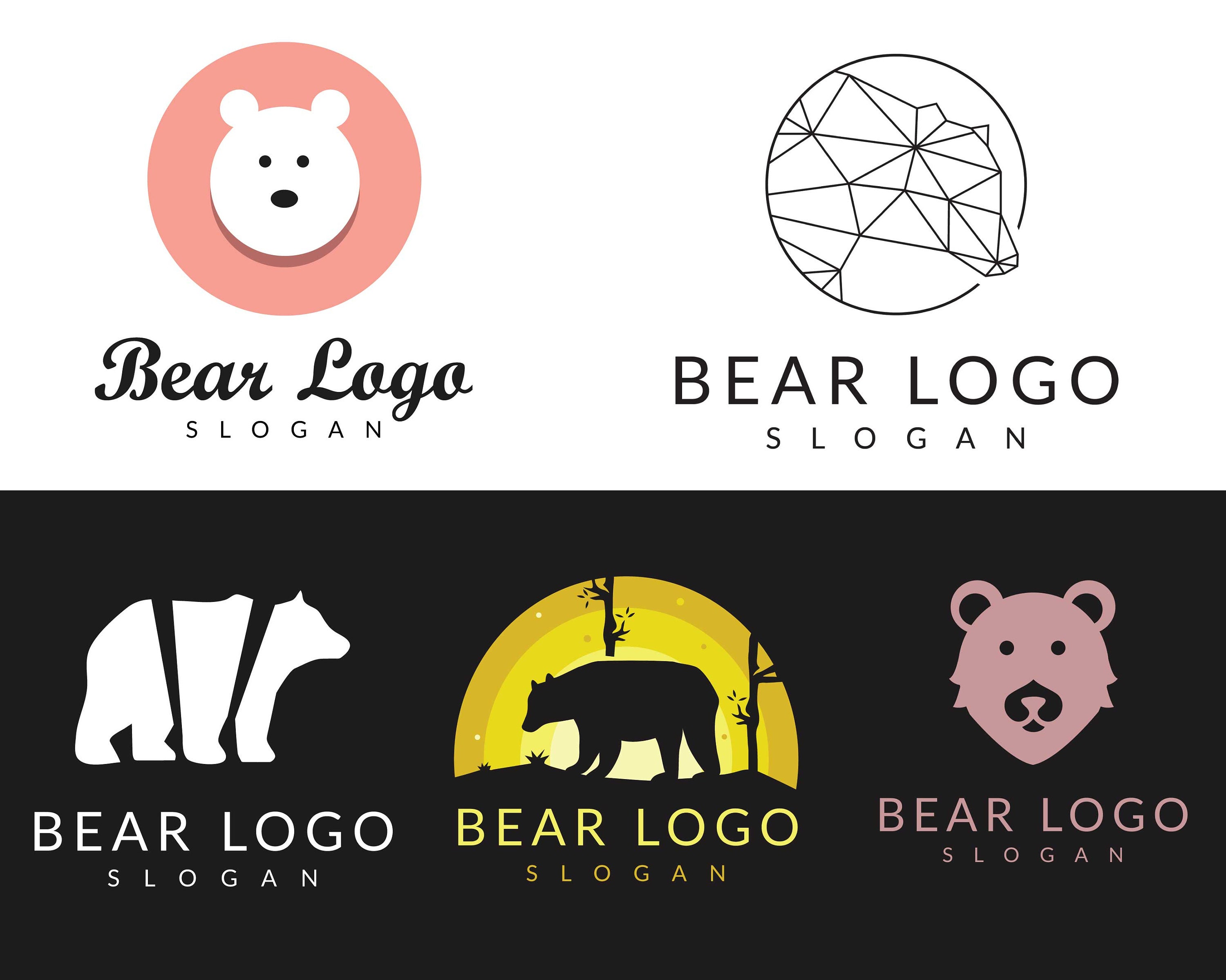 Logotipo del oso, plantillas únicas del logotipo del oso, logotipo de la cabeza del oso, oso SVG ...