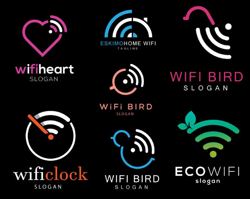 Wifi Logo Templates, Wifi Clipart, Wifi Heart Icon, Wifi Bird Logo ...
