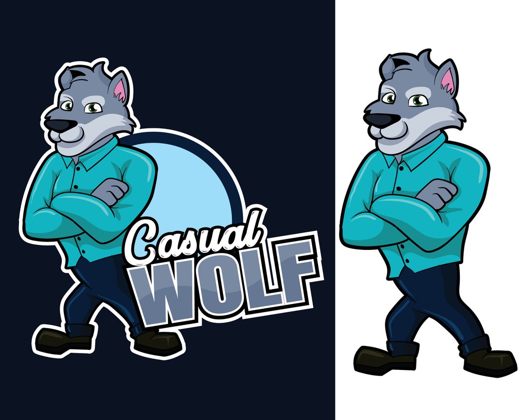 Wolf Man Png, Casual Wolf Cartoon Design, Cartoony Wolf Png, Wolf ...
