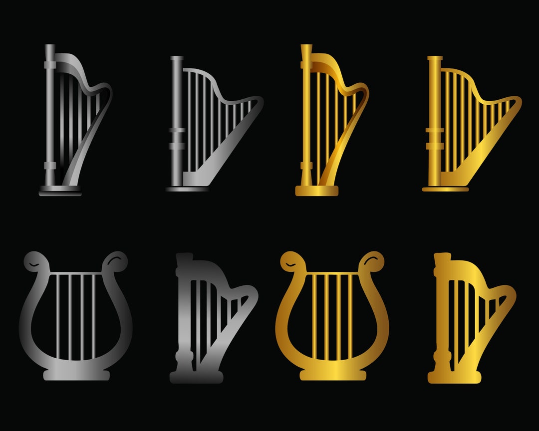 Harp Vector, Harp Svg, Harp Musical Instrument Eps, Lyre Svg, Harp Cut ...