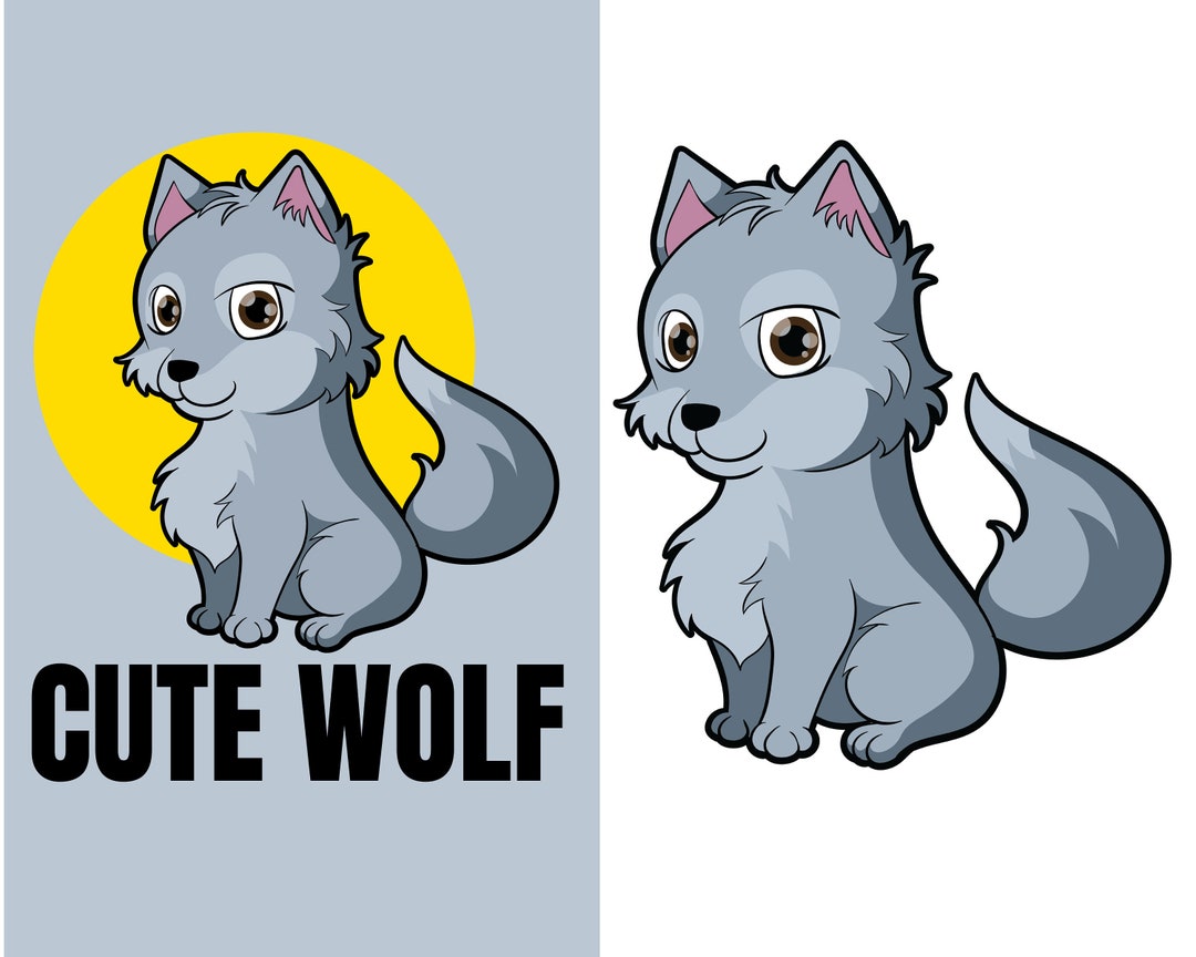 Cute Wolf Png, Baby Wolf Cartoon Image, Cartoony Wolf Png, Wolf Clipart ...
