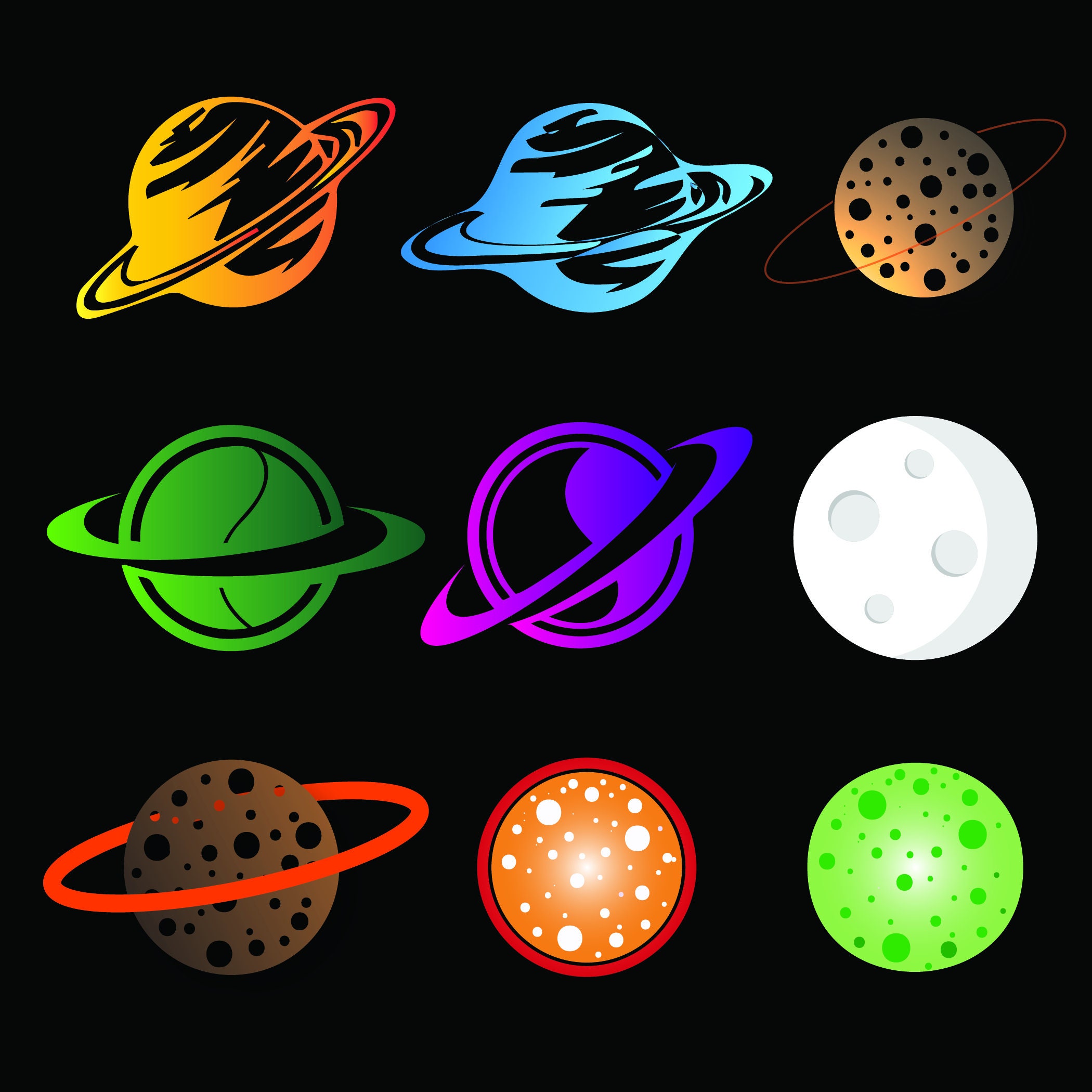 Planet Svg, Planet Clipart, Outer Space Svg, Moon Saturn Svg, Stars Svg ...
