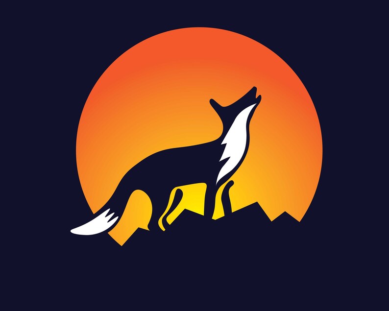 Wolf Png, Howling Fox at the Moon Png, Fox Svg, Fox Vector Design, Fox ...