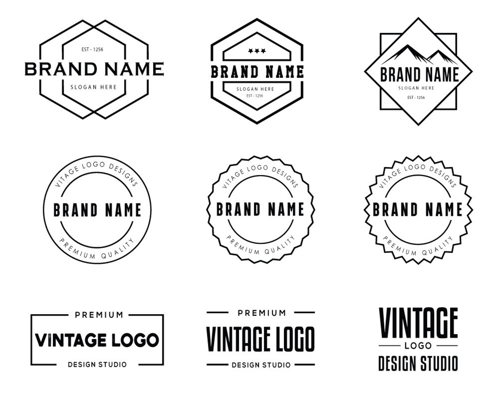 Simple Line Vintage Badge Logos Badge Logo Vintage Logo - Etsy Canada