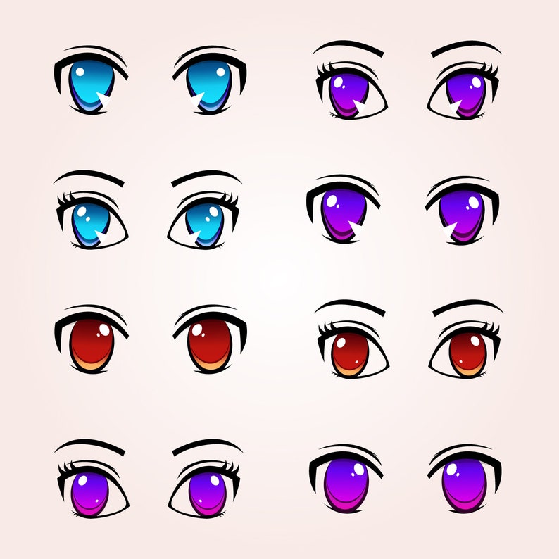 Anime ogen svg, Anime oog svg, oog vector tekening, twee ogen eps ...