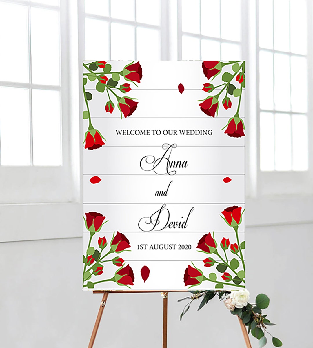 Wedding Card Template, Welcome Sign Svg, Rose Flower Eps, Editable ...