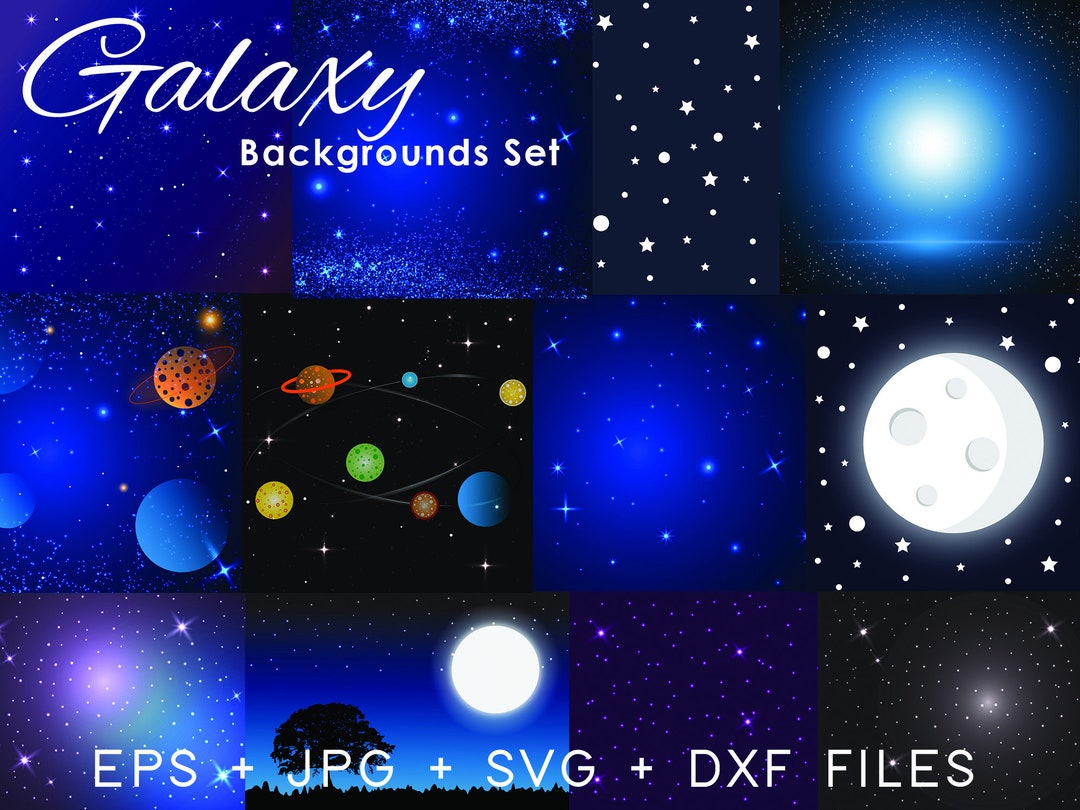 12 Abstract Modern Galaxy Background Wallpaper Design Set With Shining ...