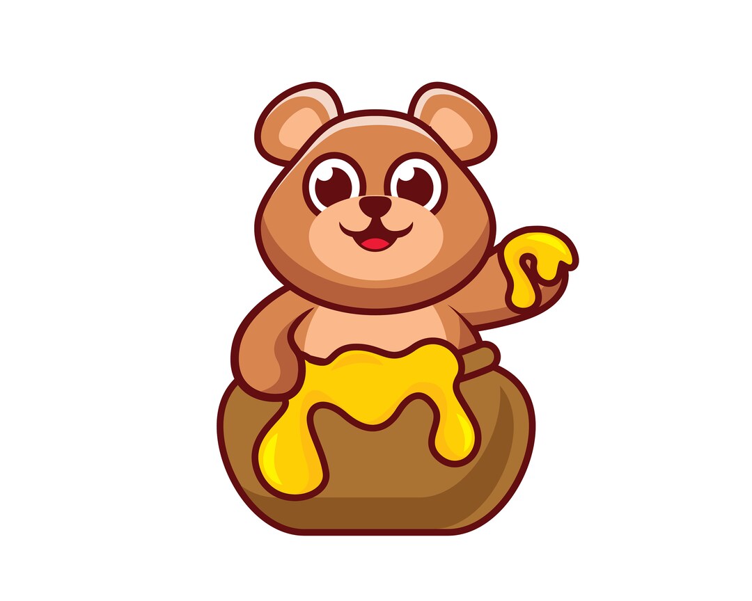 Honey Bear Png, Cute Bear Svg, Bee Honey With Bear Logo Deign, Bear ...
