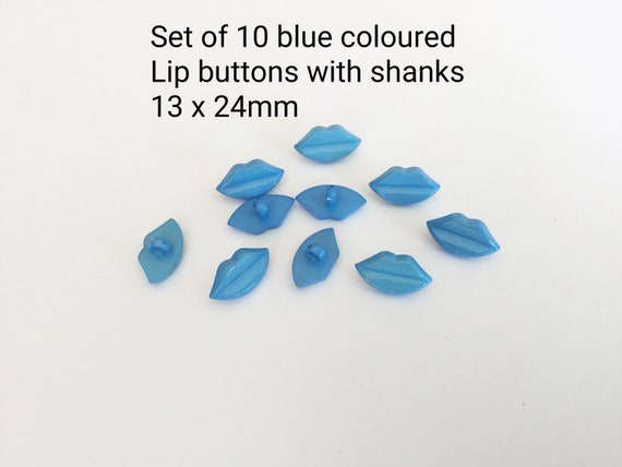 Plastic Lip Buttons Decorative Buttons Set of 10 Blue | Etsy