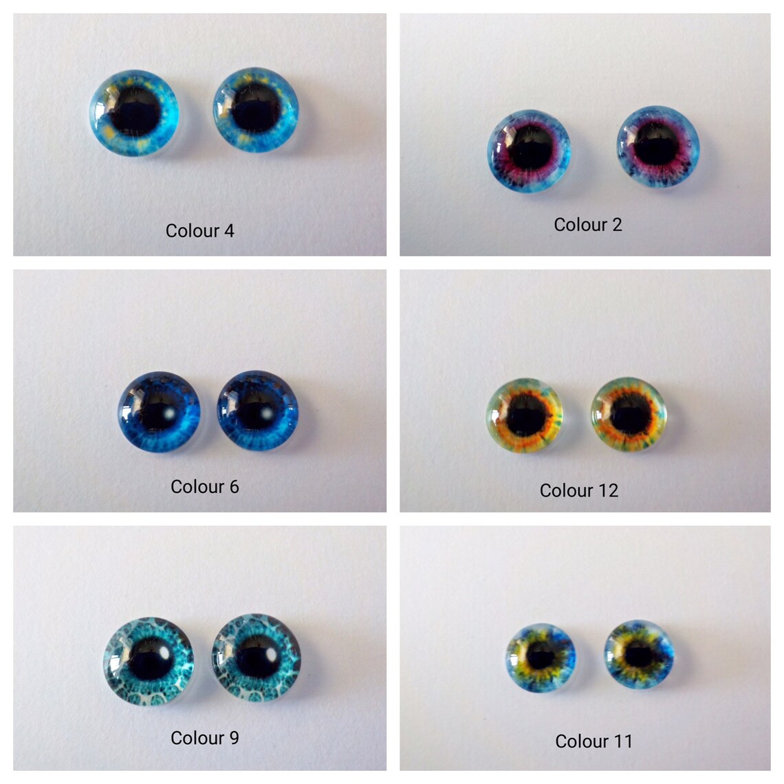 10mm Glass Doll Eyes Cabochons - Half Round Cabochons - Glass Eyes ...