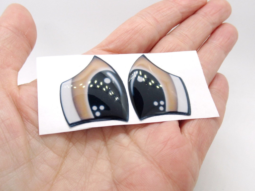 3D Adhesive Eyes - Large Eye Stickers - 1 Pair - Brown - Resin - 1.25 X ...