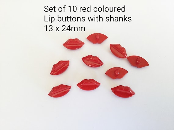 Plastic Lip Buttons Decorative Buttons Set of 10 Red | Etsy