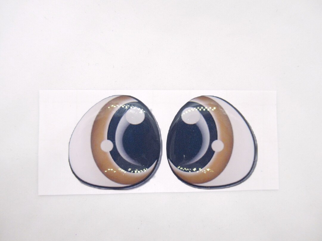 3D Adhesive Eyes - Large Eye Stickers - 1 Pair - Brown - Resin - 1.25 X ...
