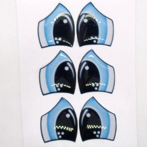 3D Adhesive Eyes Blue Eye Stickers 3 Pairs of Eyes 20 X 18 Mm Appliqué ...