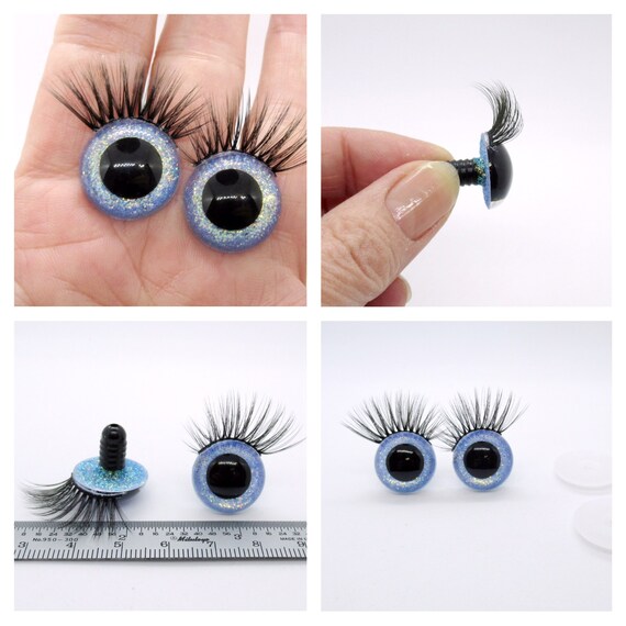 One Pair of Hand Painted 18mm Safety Eyes With Eyelashes | Etsy