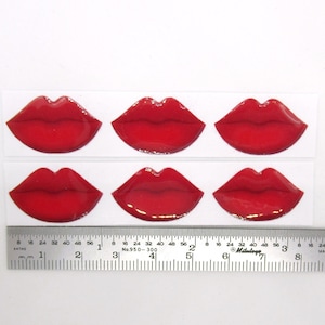 2D Adhesive Lip Stickers Red Lip Stickers 6 Pieces 1 X 0.5 Appliqué ...