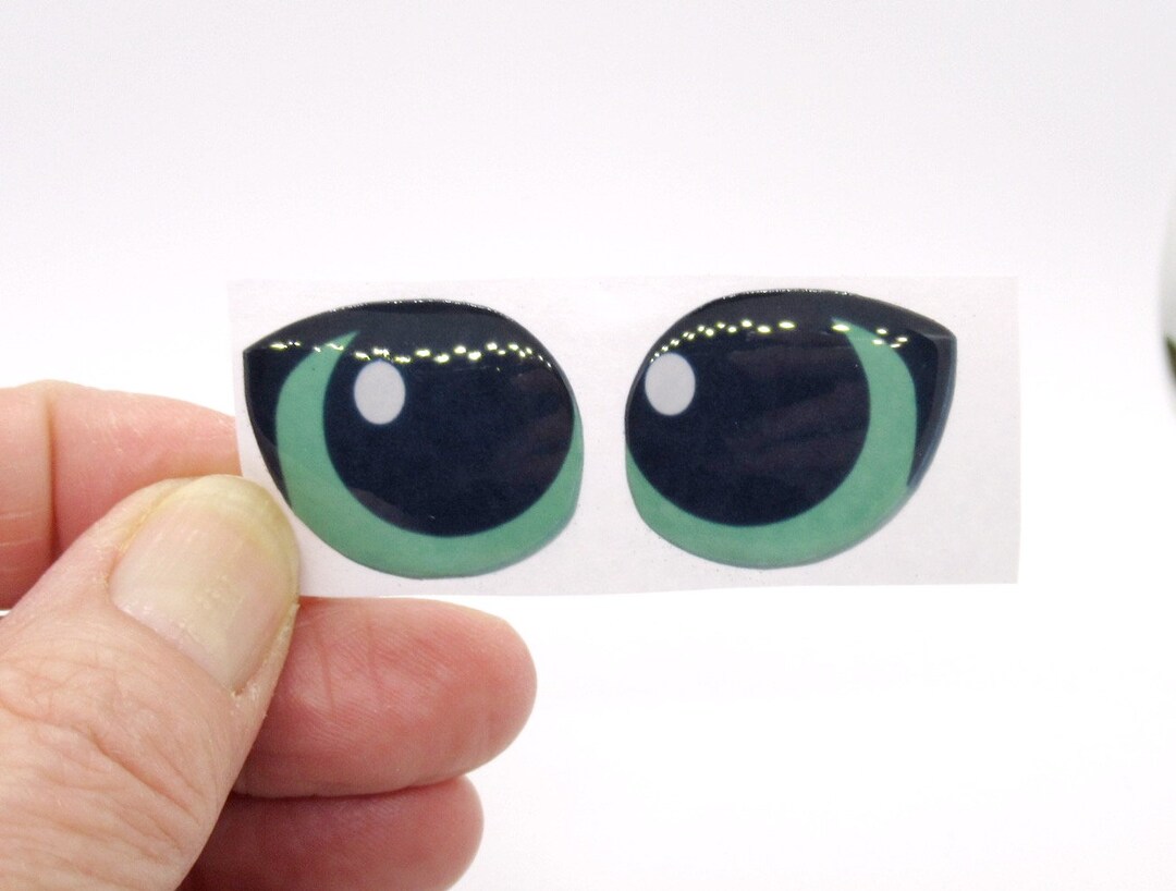 3D Adhesive Eyes - Large Resin Eye Stickers - 1 Pair - Black and Green ...