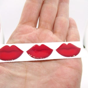2D Adhesive Lip Stickers Red Lip Stickers 6 Pieces 1 X 0.5 Appliqué ...