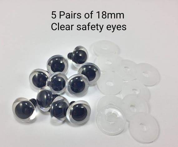 18 Mm Safety Eyes 5 Pairs of Clear Eyes Do It Yourself | Etsy