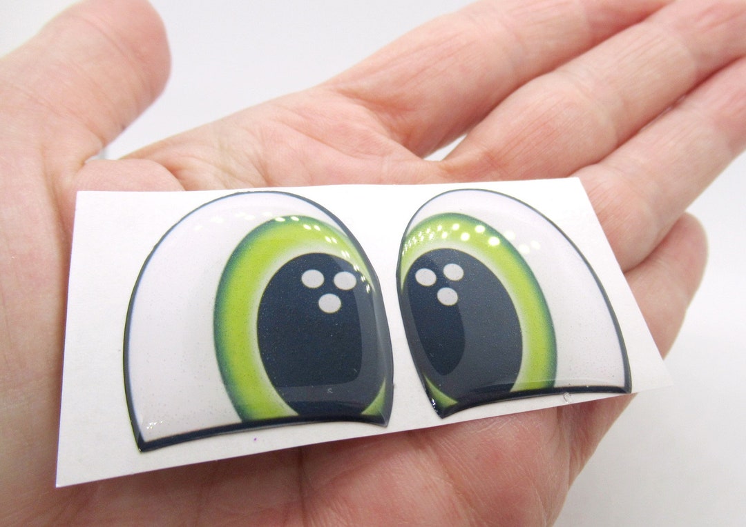 3D Adhesive Eyes Large Eye Stickers 1 Pair Green Resin 1.25 X 1.1 ...