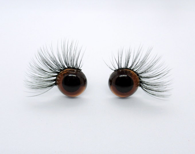 Safety Eyes With Eyelashes - 12 Mm Translucent Brown Safety Eyes Safety ...