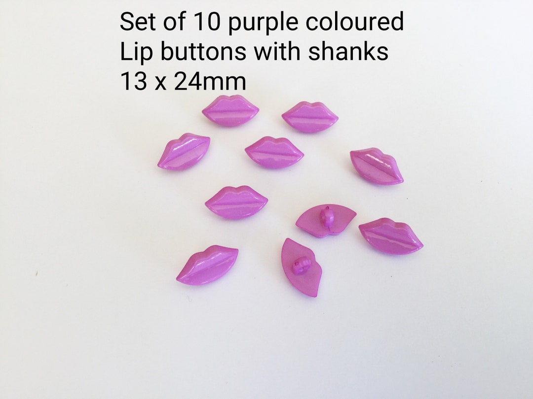 Plastic Lip Buttons - Decorative Buttons - Set of 10 Purple Coloured ...