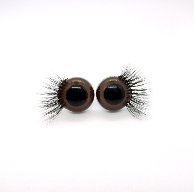 Safety Eyes With Eyelashes 18 Mm Brown Safety Eyes Brown - Etsy