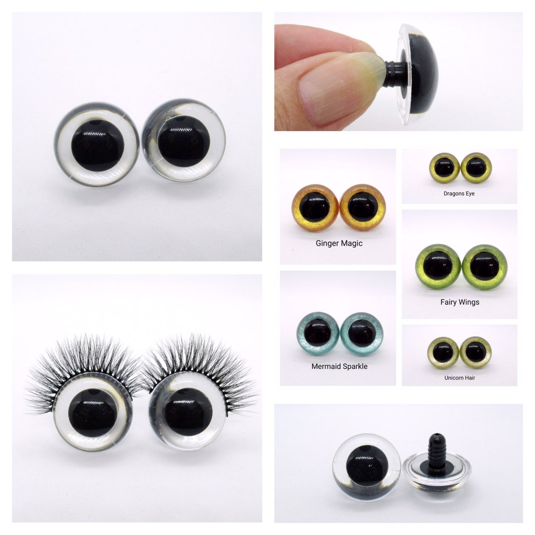One Pair of Hand Painted 24mm Safety Eyes With Eyelashes - Custom Hand ...