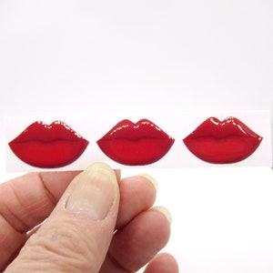 2D Adhesive Lip Stickers Red Lip Stickers 6 Pieces 1 X 0.5 Appliqué ...