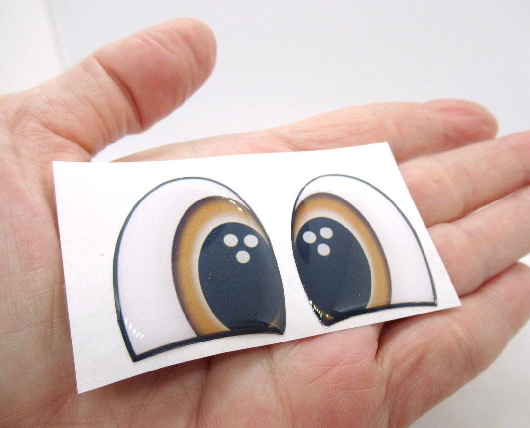 3D Adhesive Eyes - Large Eye Stickers - 1 Pair - Brown - Resin - 1.25 X ...