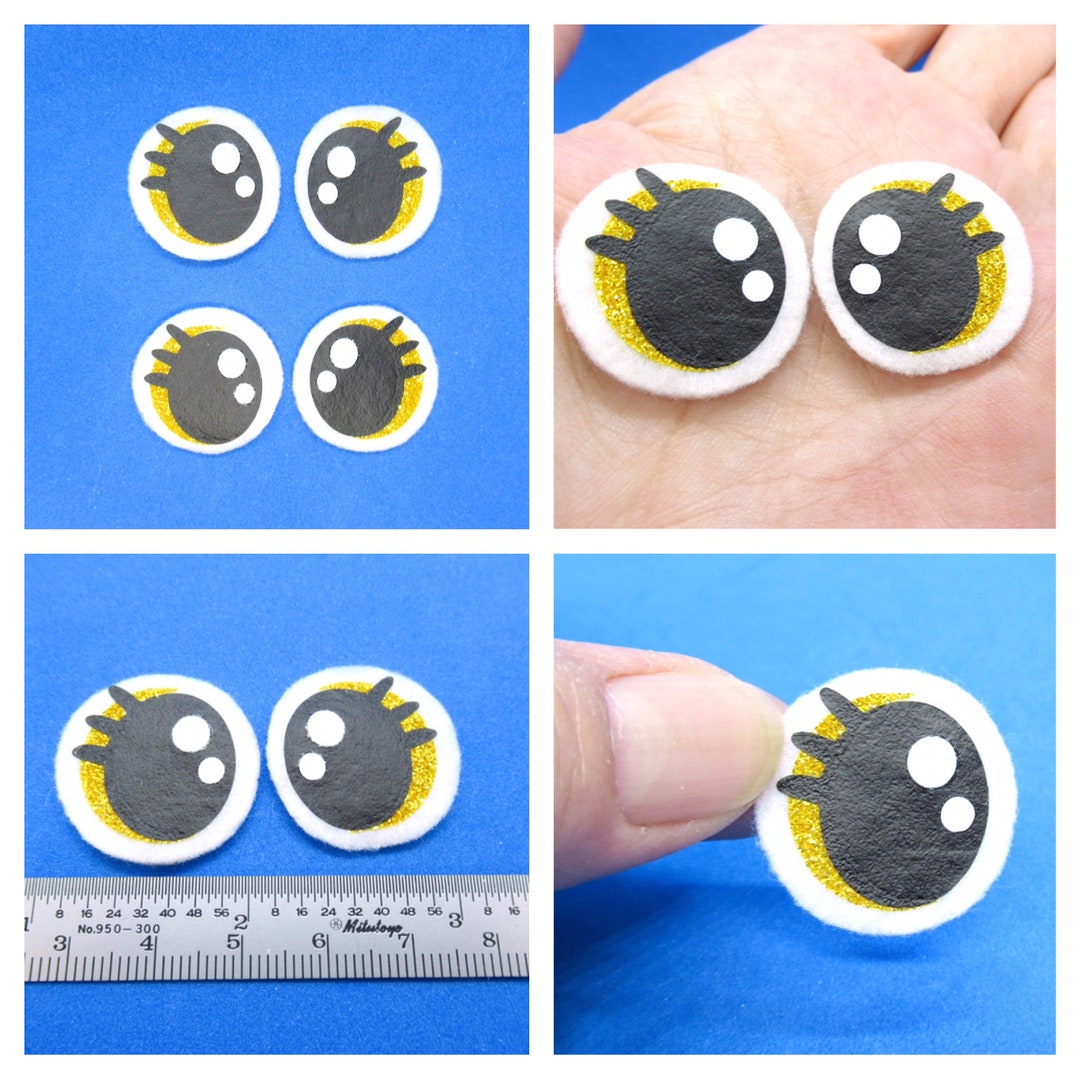 Black Felt Eyes - 2 Pairs - Gold Glitter Kawaii Eyes - 1 Inch Eyes for ...