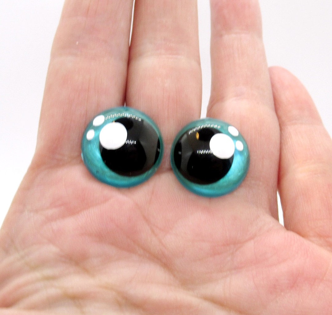 One Pair of Hand-painted 18mm Safety Eyes With White High Lights ...