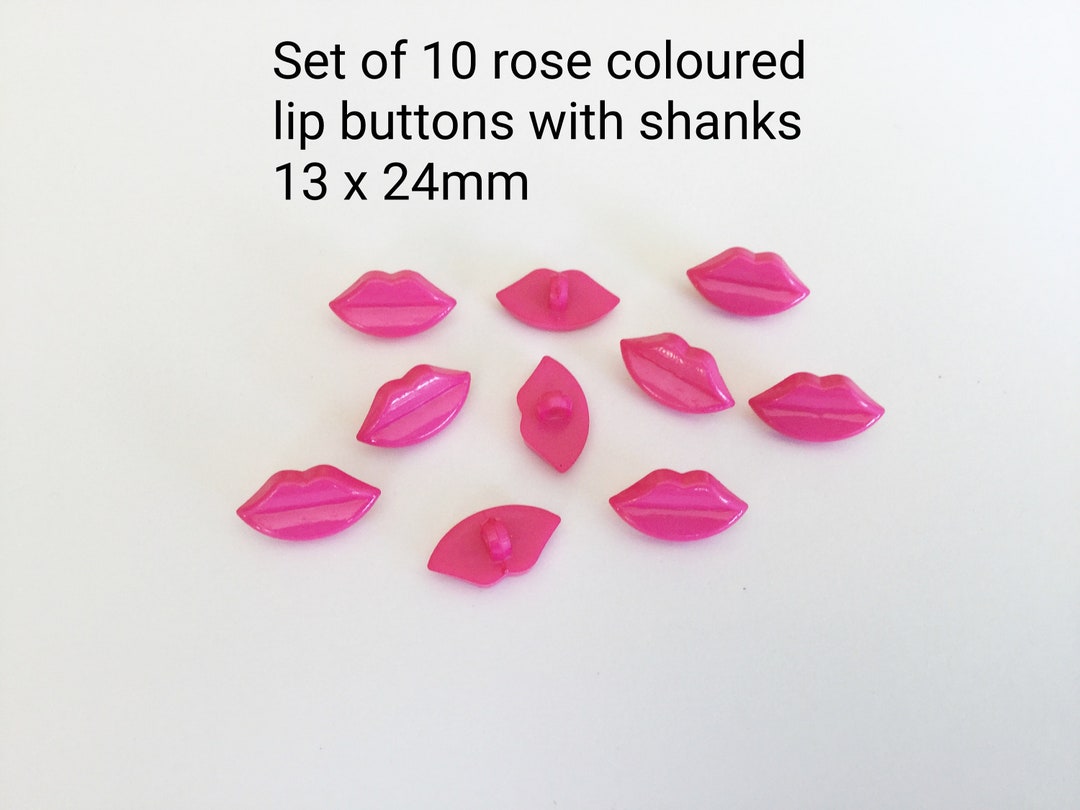 Plastic Lip Buttons - Decorative Buttons - Set of 10 Rose Coloured ...